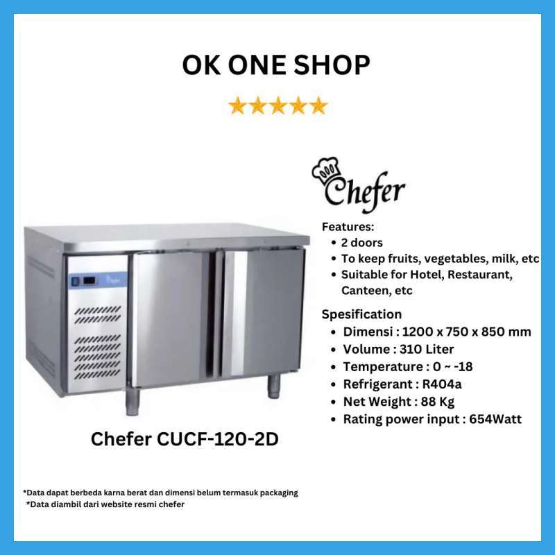 Jual Chefer CUCF-120-2D Under Counter Freezer Stainless Steel 2 Door di Seller Ok One Shop ...