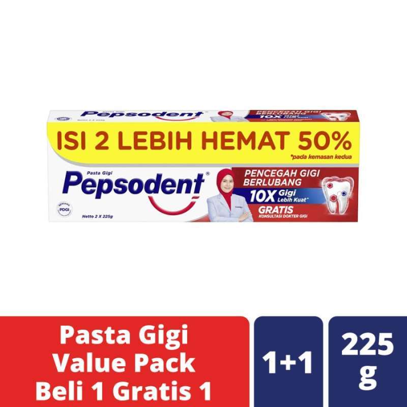 Jual Buy1Get1 PEPSODENT Pencegah Gigi Berlubang Pasta Gigi White 225GR ...