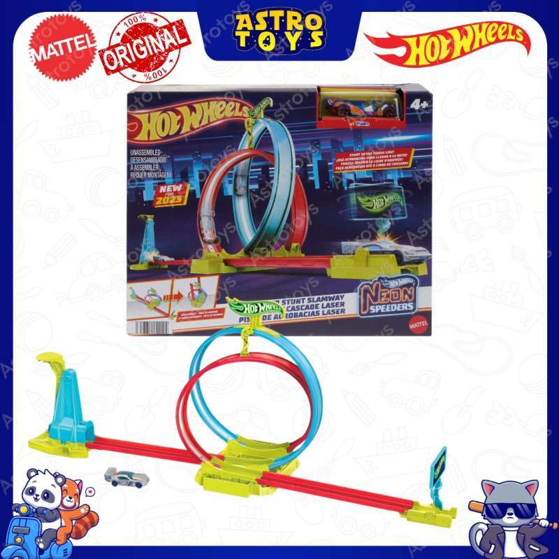 Jual Hot Wheels Double Loop Neon Laser Speeder Track Builder Set ...