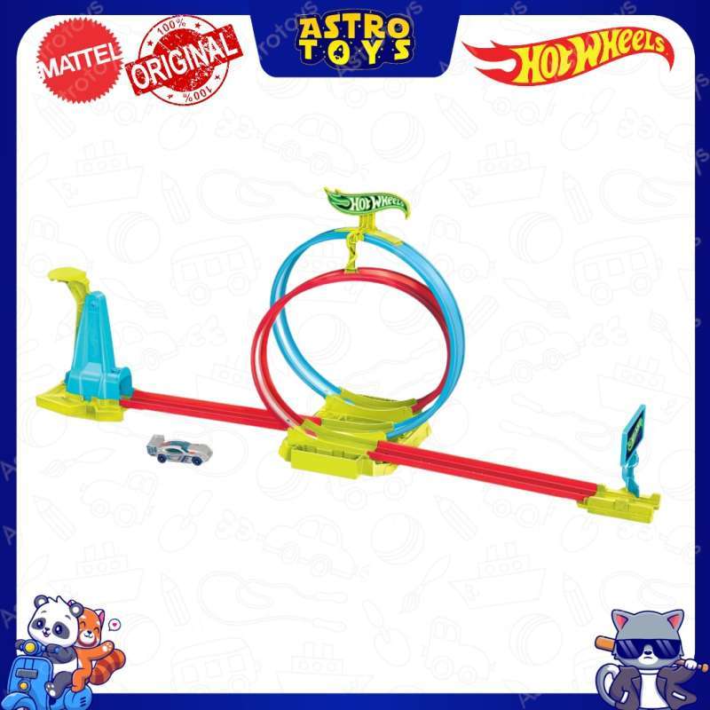 Jual Hot Wheels Double Loop Neon Laser Speeder Track Builder Set ...