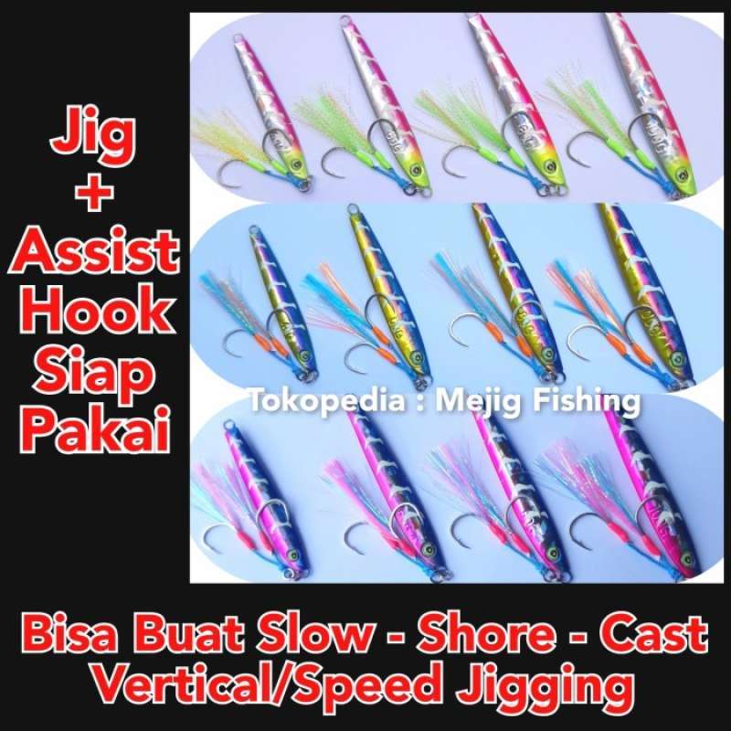 Promo SALE PAKET LENGKAP METAL JIG 100GR + ASSIST HOOK SIAP PAKAI ...