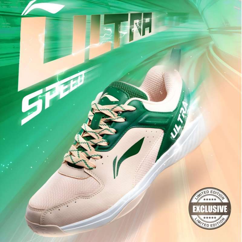 Jual Sepatu Badminton Lining Ultra Speed AYTT043 Novelle Peach / Green ...