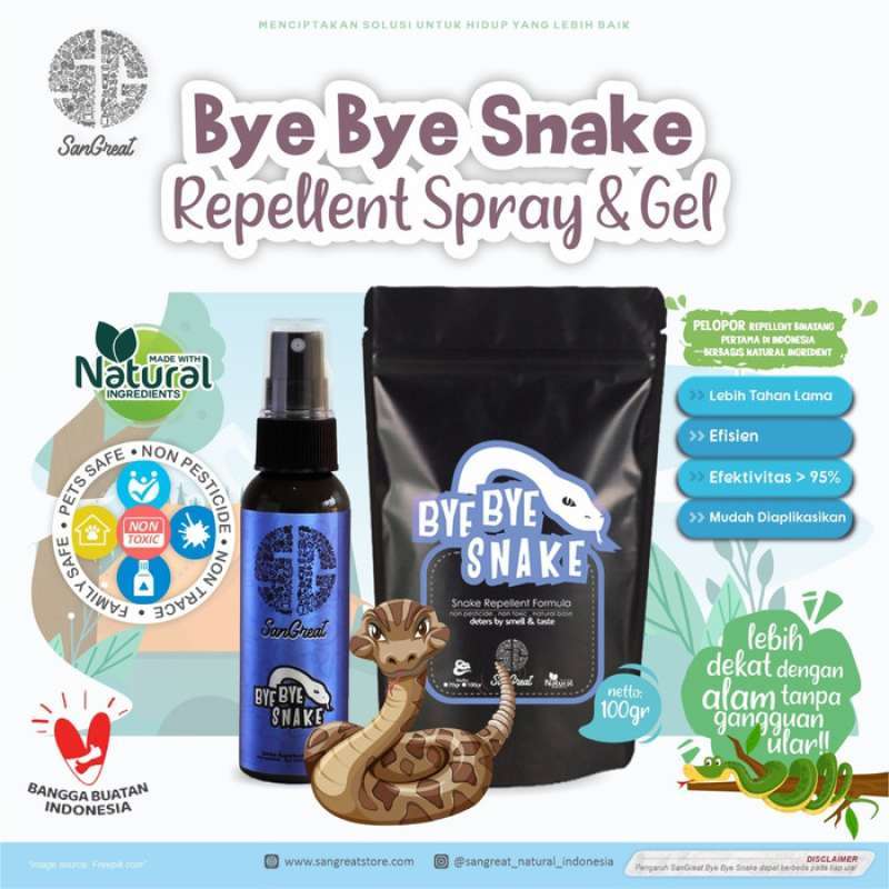 Promo Alat pengusir ular masuk rumah Bye Bye Snake gel 100 g & spray ...