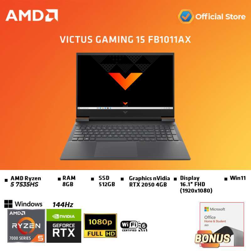 Promo Hp Victus 15 Fb1011ax | Ryzen 5 7535hs 8gb 512gb Rtx2050 4gb 15.6 ...