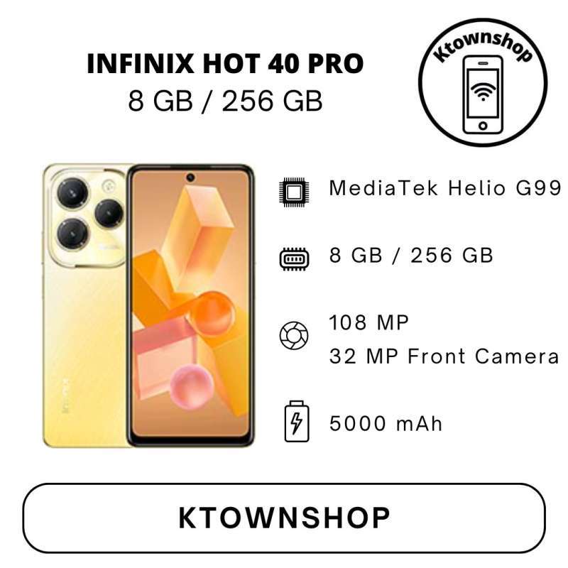 Jual INFINIX HOT 40 PRO 8/256 GB GARANSI RESMI - PROMO di Seller Ktownshop - Semolowaru, Kota ...