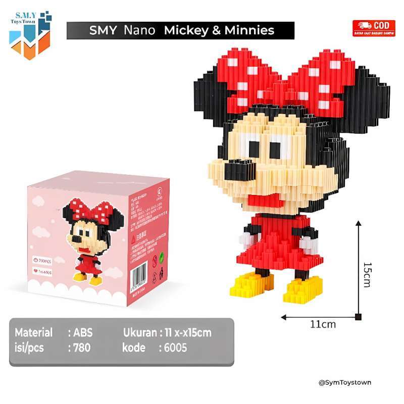 Promo Smy Nano Blocks Mickey & Minnie 3d Model, Mainan Blok Susun, Blok ...