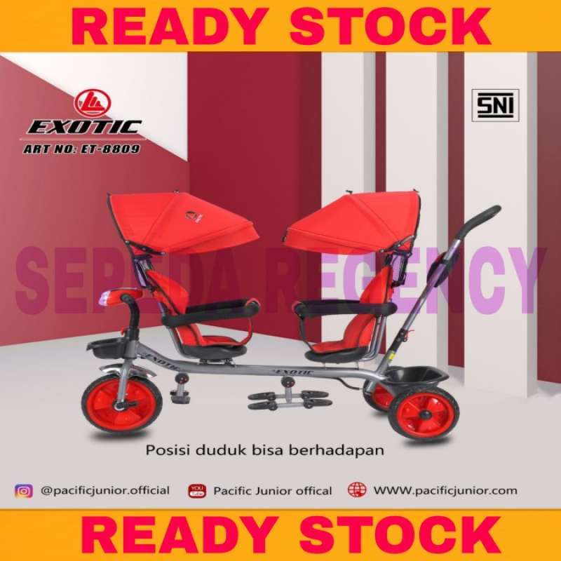 Promo Sepeda Roda Tiga Twins Kembar Exotic 8809 Tricycle Anak - Abu Abu ...