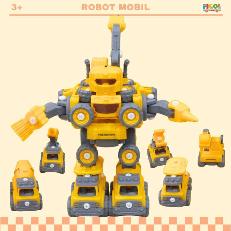 Jual Figoltoys Mainan Anak Robot Mobil Konstruksi Pemadam Kebakaran ...