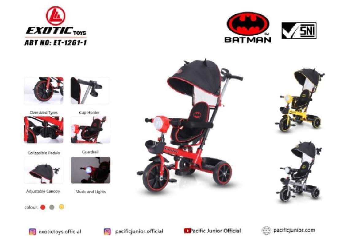 Promo SEPEDA RODA TIGA TRICYCLE STROLLER EXOTIC 2IN1 - TC 1261-1___Abu ...