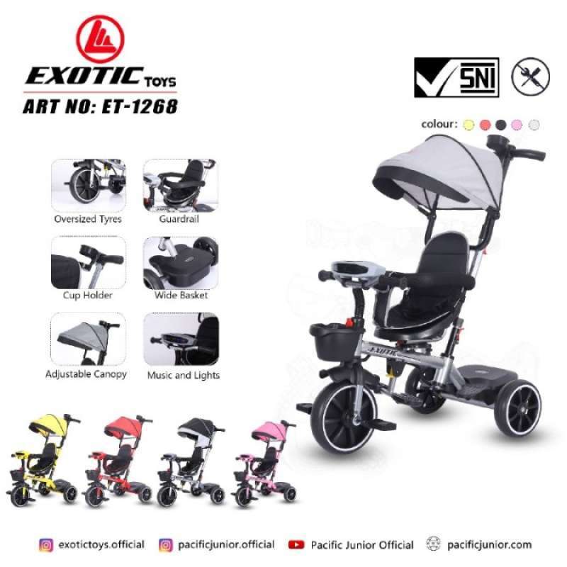 Promo Sepeda Roda Tiga Tricycle Stroller Exotic 2in1 - Tc 1268___merah ...