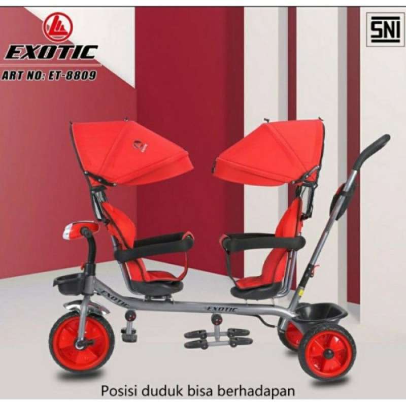 Promo Sepeda Roda Tiga Stroller Anak Kembar Kursi Double Exotic ET 8809 ...