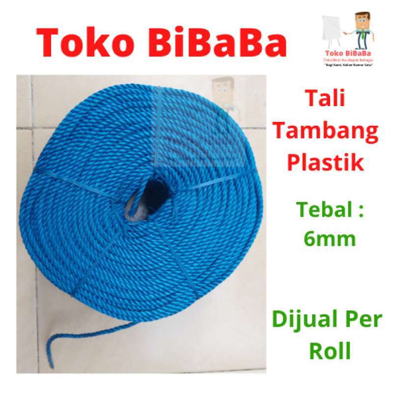 Promo Tali Tambang Plastik Tebal 6Mm Warna Biru Harga Per Roll Diskon ...