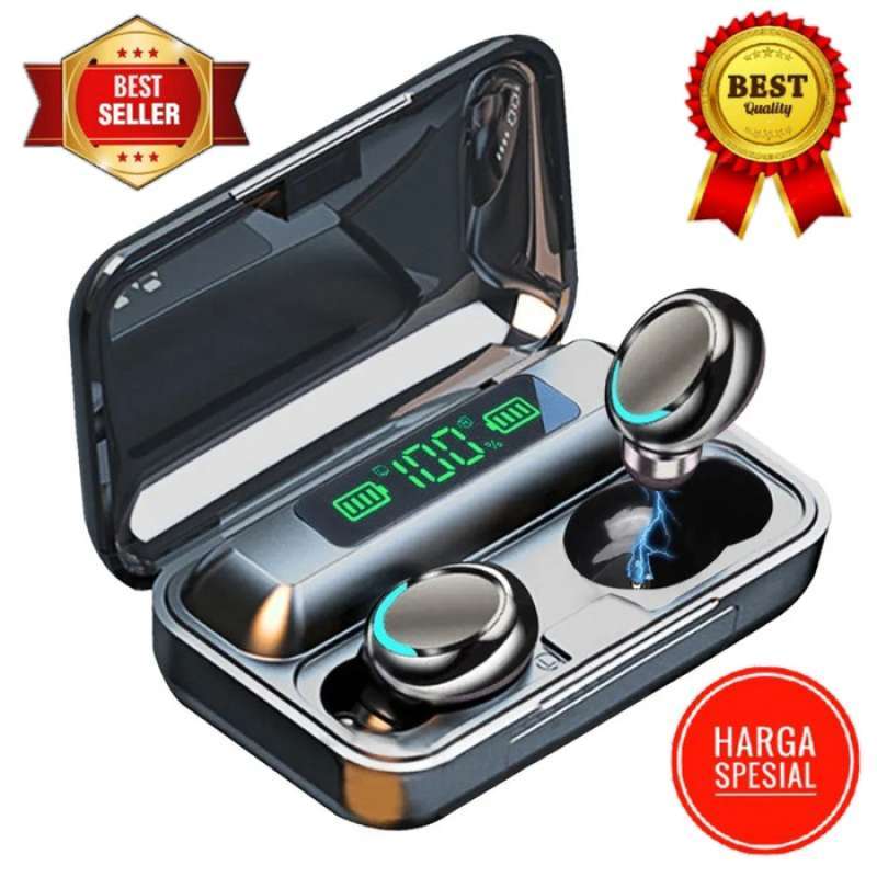 Promo Headset Bluetooth TWS F9 Headset Wireless Stereo Hifi Sport Mega ...