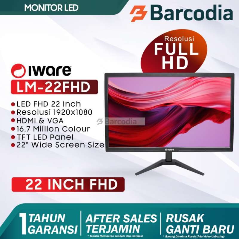 Jual Monitor LED WIDE Iware 22 Inch 22 LM22D LM-22FHD HDMI VGA di ...