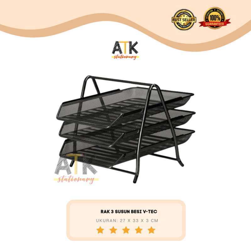 Jual Document Tray/Rak Susun/Letter Tray/Bak surat Besi 3 Susun Vtec di ...