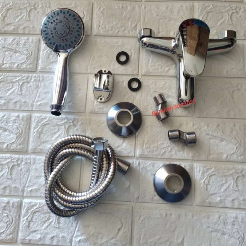 Promo Shower Mandi Set Keran Mixer - Shower Bathub - Tiang Shower Hitam ...