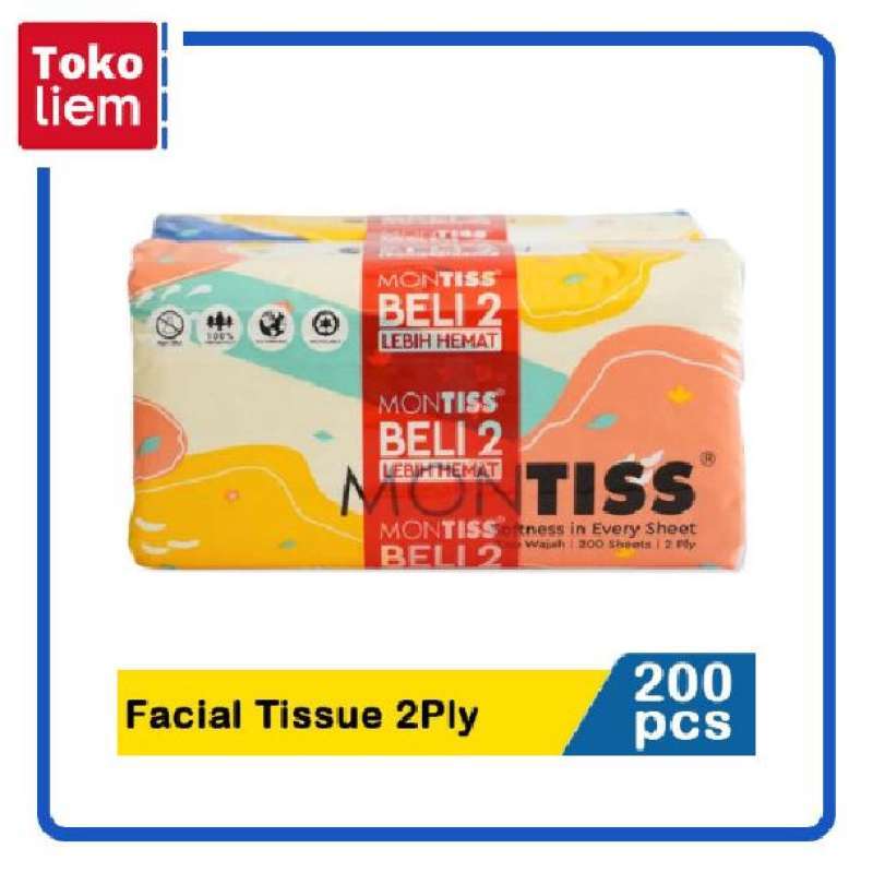 Jual Montiss Facial Tissue 2Ply/200'S 2 In 1 di Seller Toko Liem ...