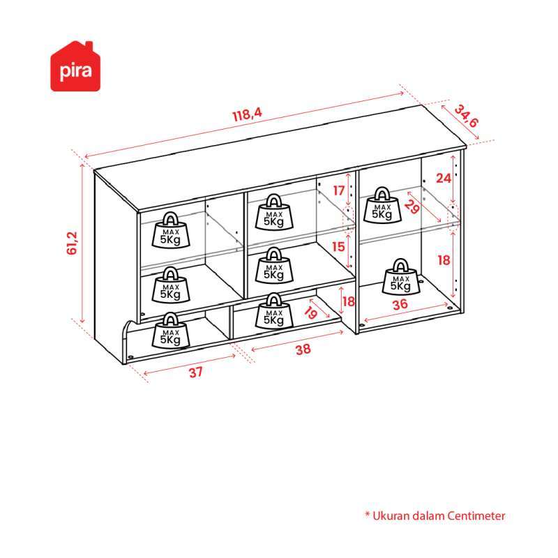 Promo PIRA METROPOLIS OX - ARUNA KC WU120G RB Rak Gantung Dapur ...