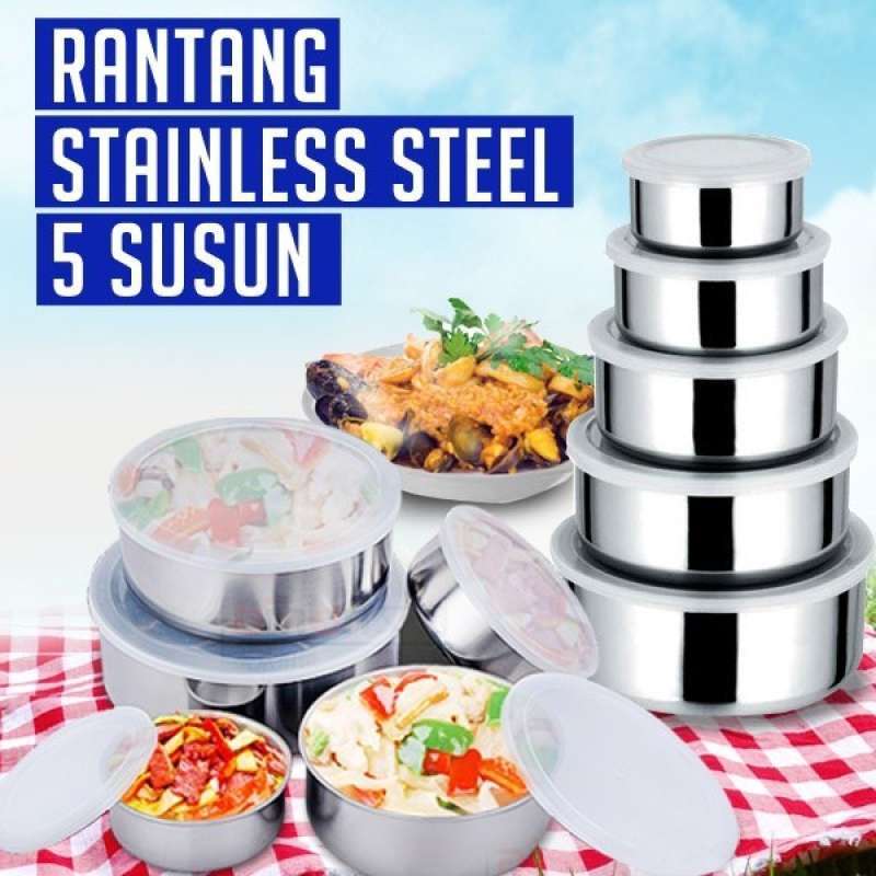 Promo Rantang 5 ( lima ) susun stainless / protect fresh box Diskon 9% ...