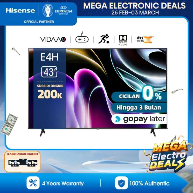 Jual Hisense 43 inch 43E4H Vidaa U5 system Smart TV FHD - Bezelless ...