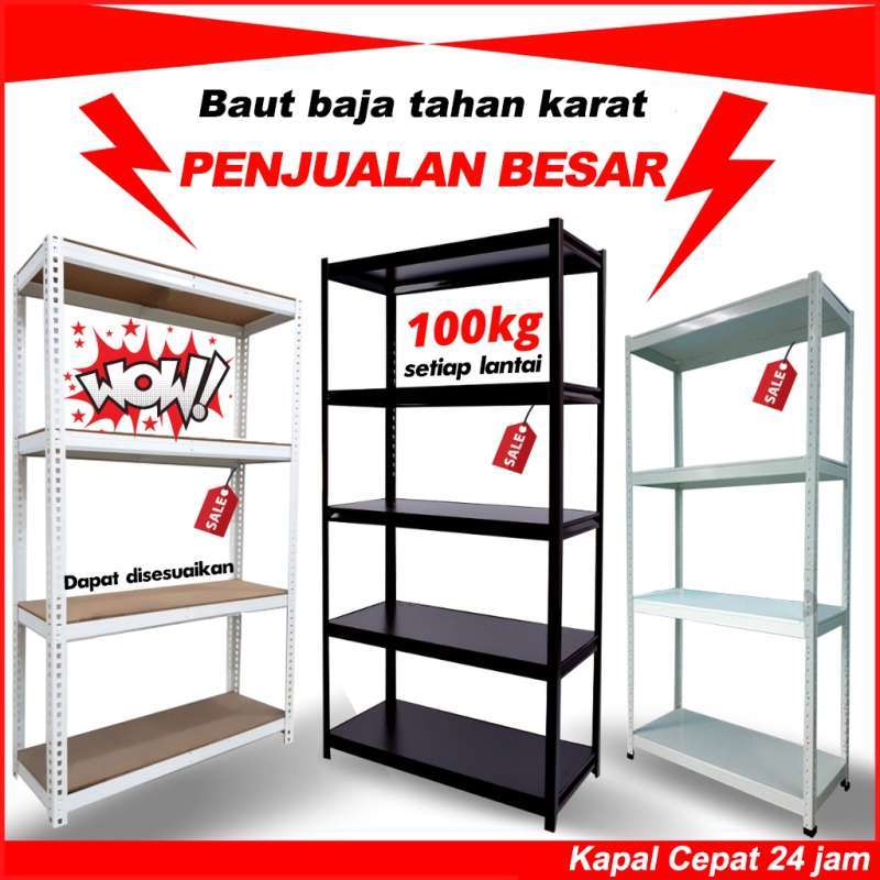 Promo Rak besi siku 5 susun Rak susun b - Putih-5L【90*40*180】 Diskon 53 ...
