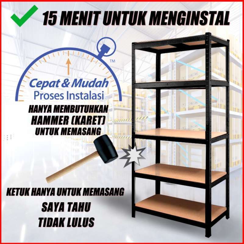 Promo Rak besi siku 5 susun Rak susun b - Hitam-3L【50*30*100】 Diskon 53 ...