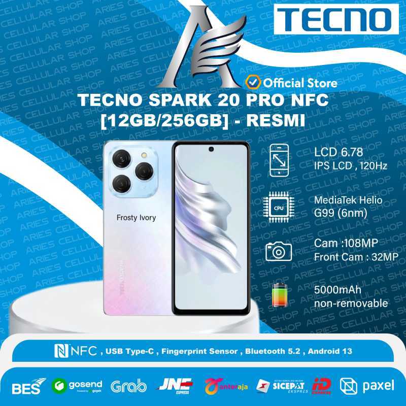 Jual Tecno Spark 20 Pro 12/256 Nfc Garansi Resmi - Flash Frosty Ivory ...