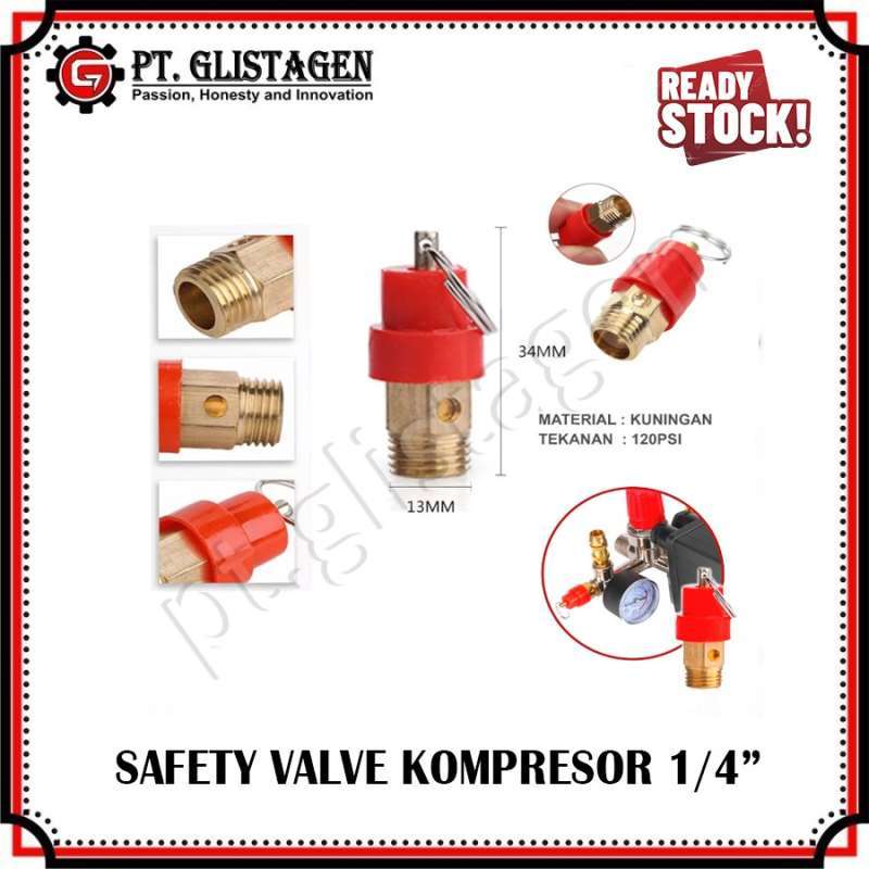 Jual Safety Valve 1/4 Kompresor Safety Mini Drat Kompressor Compresor ...