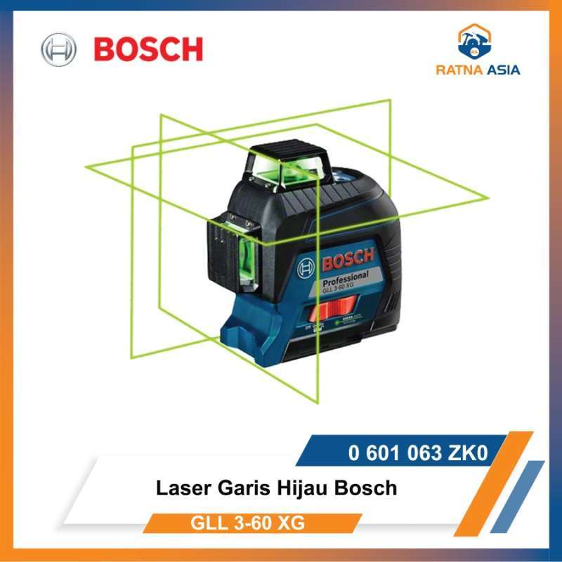 Jual Line Laser Garis Hijau Bosch GLL 3-60 XG + Laser Receiver Bosch LR ...