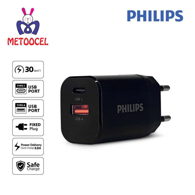 Jual Philips DLP5331 Wall Charger USB-A and Type-C Dual Port PD 30W QC ...