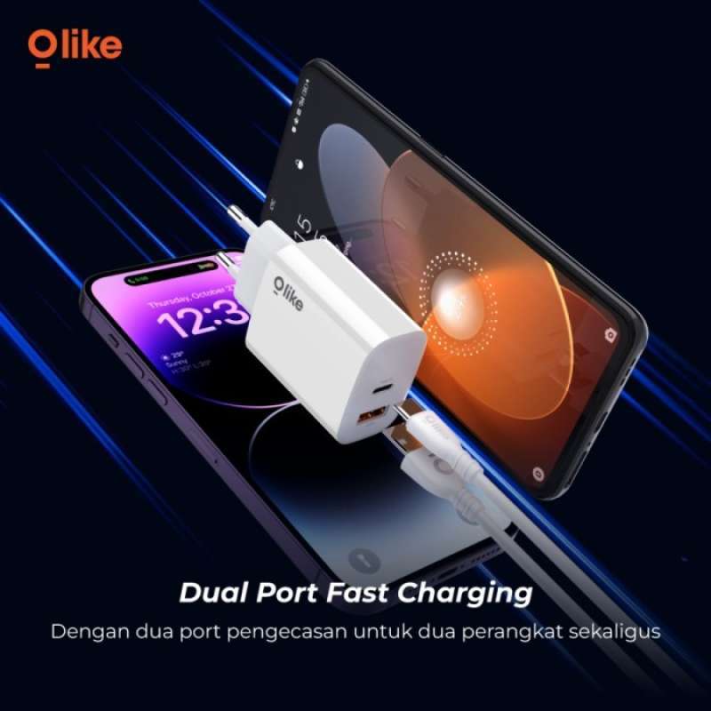 Promo Olike C400 Charger Adaptor USB-C PD 20W + USB-A QC 18W Fast ...