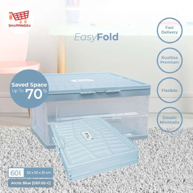 Promo Gessler Easyfold 60L Sky Blue - Box Plastik Container Kotak Lipat ...