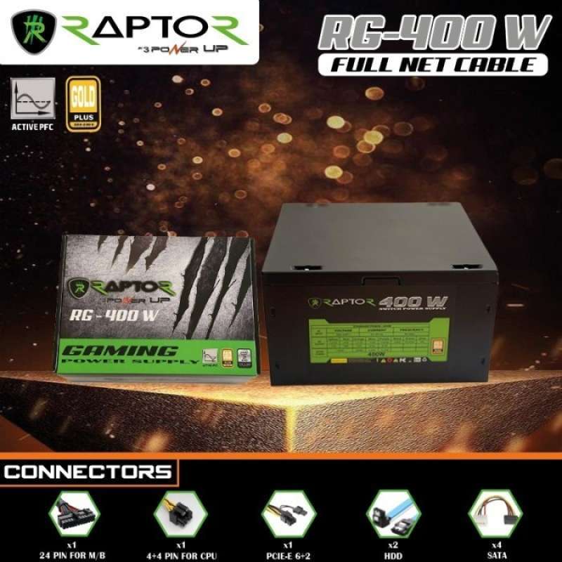 Promo Psu Power Up Raptor Rg-4r 400watt Gaming Power Supply Rgb ...