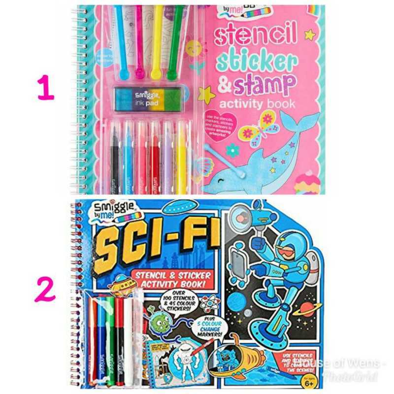 Jual Smiggle Stencil Sticker & Stamp Activity Book - Buku Sticker ...