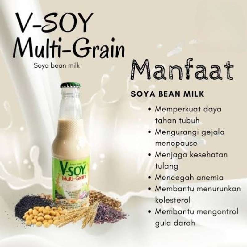 Promo V-Soy Soya Bean Milk Multi Grain Barley | Susu Kedelai Botol ...