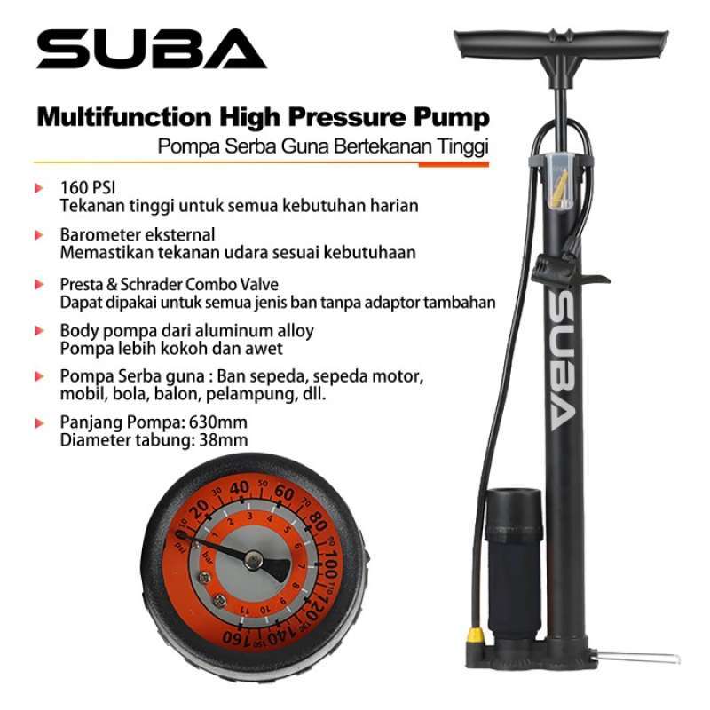 Promo Suba 630 - Pompa Sepeda Multi Fungsi 160psi Dengan Indikator ...