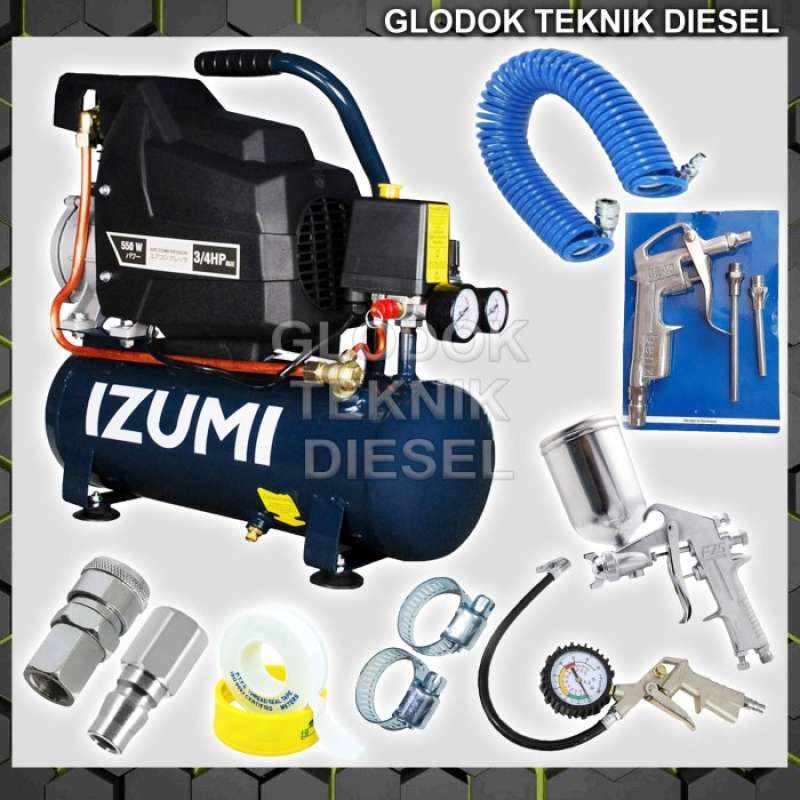 Promo Izumi Mini Air Compressor 3/4 Hp 9l 1 Phase Kompresor Angin Japan ...