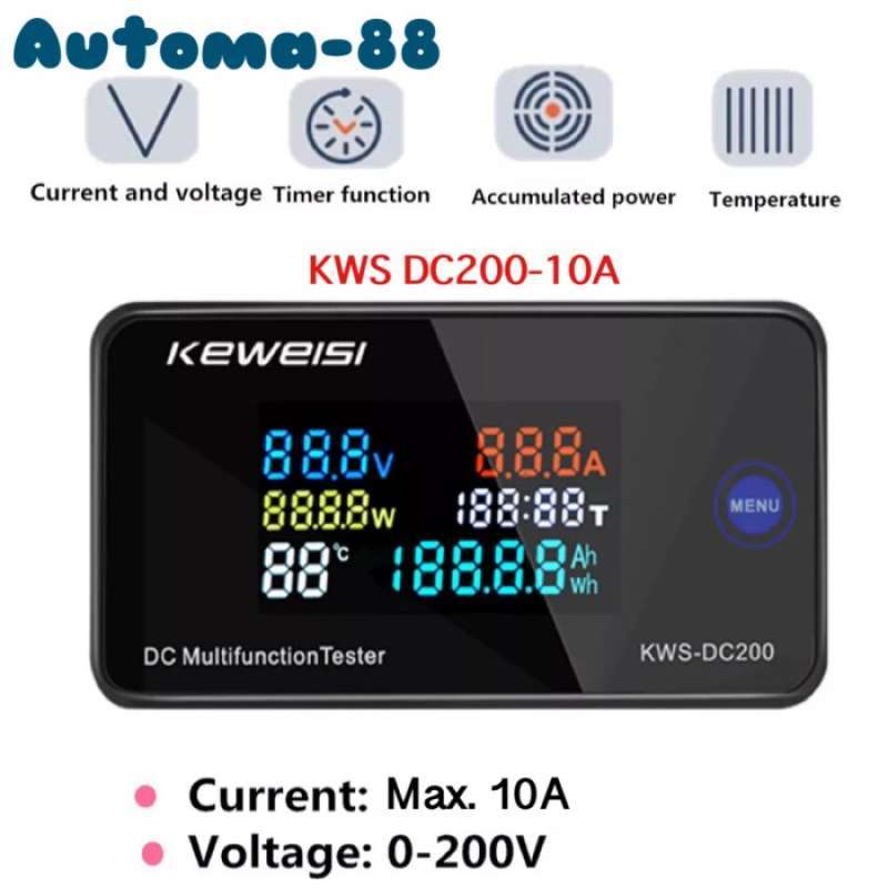 Promo KWS DC200 10A DC 8-200V WATT VOLT AMPERE KWH ENERGY TEMPERATURE ...