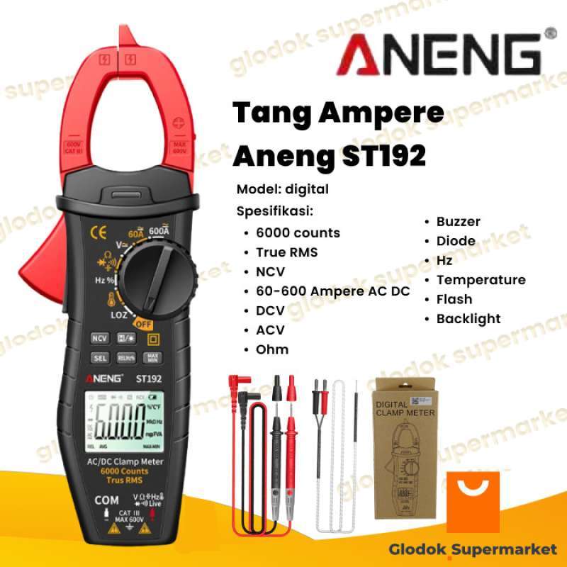Promo TANG AMPERE AC DC ANENG ST192 TRUE RMS CLAMP METER DIGITAL NCV ST ...