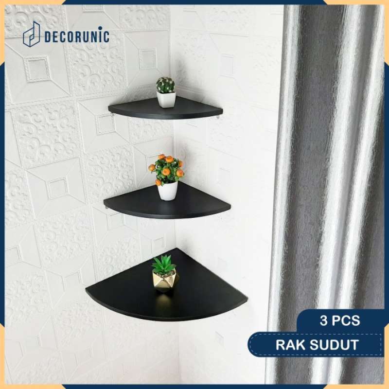 Promo Rak Dinding Sudut Minimalis Ukuran 20,25,30 cm Set Rak Ambalan ...