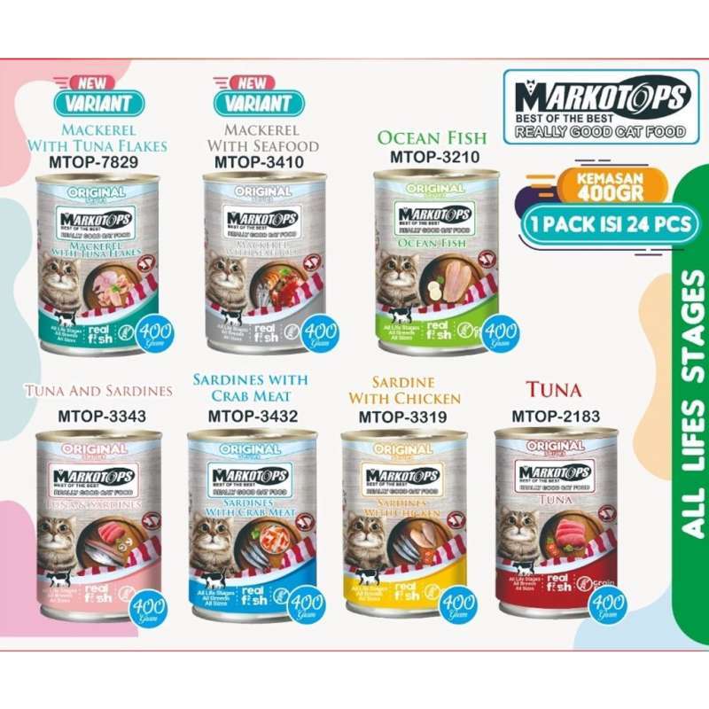 Jual Markotops 400Gram Cat Food HARGA PER BOX ISI 24 Kaleng All Stages ...