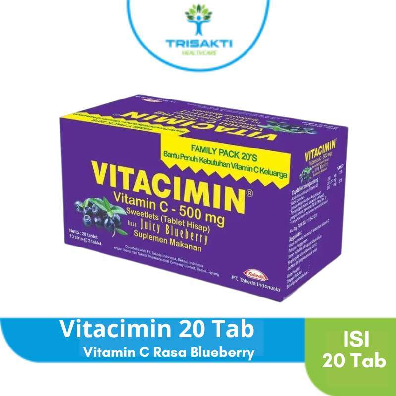 Promo Vitacimin Family Pack Rasa Blueberry 1 Box 20 Tablet Vitamin C ...