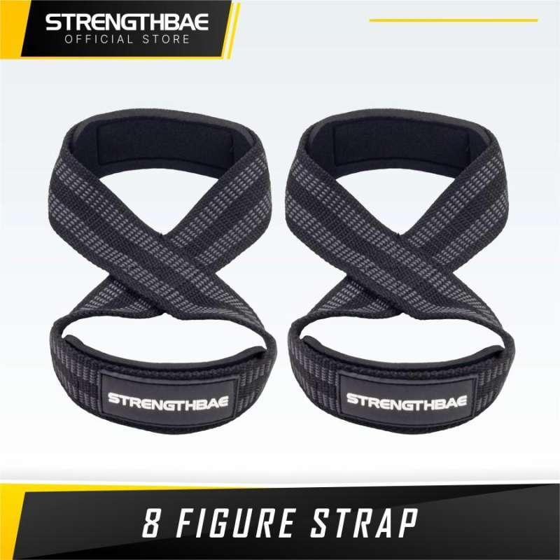 Jual 8 Figure Strap Strengthbae Deadlift Powerlifting Wrist Straps ...