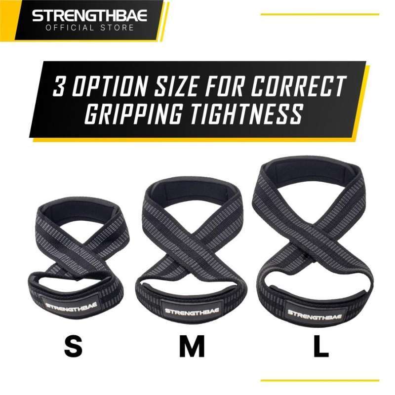 Jual 8 Figure Strap Strengthbae Deadlift Powerlifting Wrist Straps ...