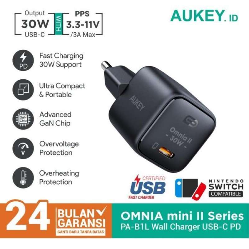Promo Aukey Pa B1l Charger Gan 30w Pps 25w Omnia Mini Ii Usb Type C Pd Qc Diskon 41% Di Seller ...