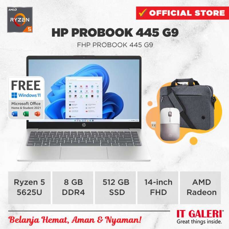 Jual Laptop Hp Probook 445 G9 - R5-5625u/8gb/512gb/14.0/w11/silver/6p0t1pa Di Seller It Galeri ...