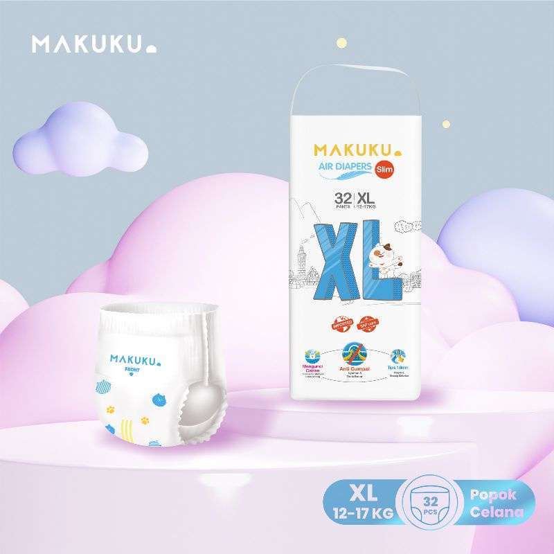 Promo Popok Bayi Pampers Makuku Air Diapers Slim Pants Ukuran Xl Isi 32 ...