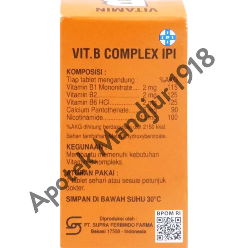 Jual Ipi Vitamin B Complex 45 Tablet - Memelihara Kesehatan Tubuh Di Seller Apotek Mandjur ...