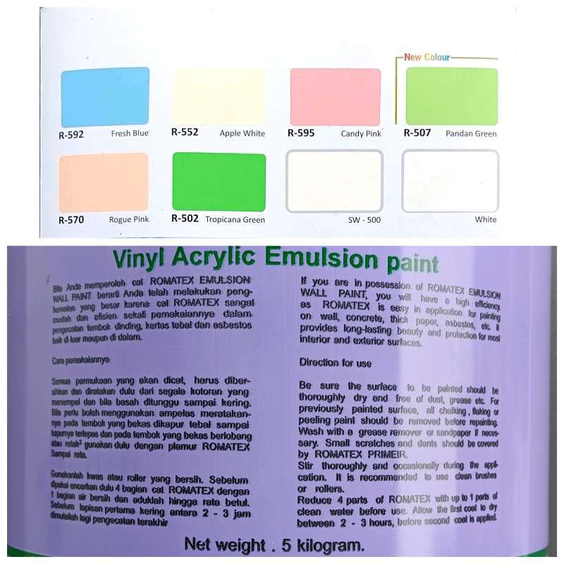 Jual Romatex Galon 5 Kg Cat Tembok Interior Eksterior - Hitam Di Seller ...