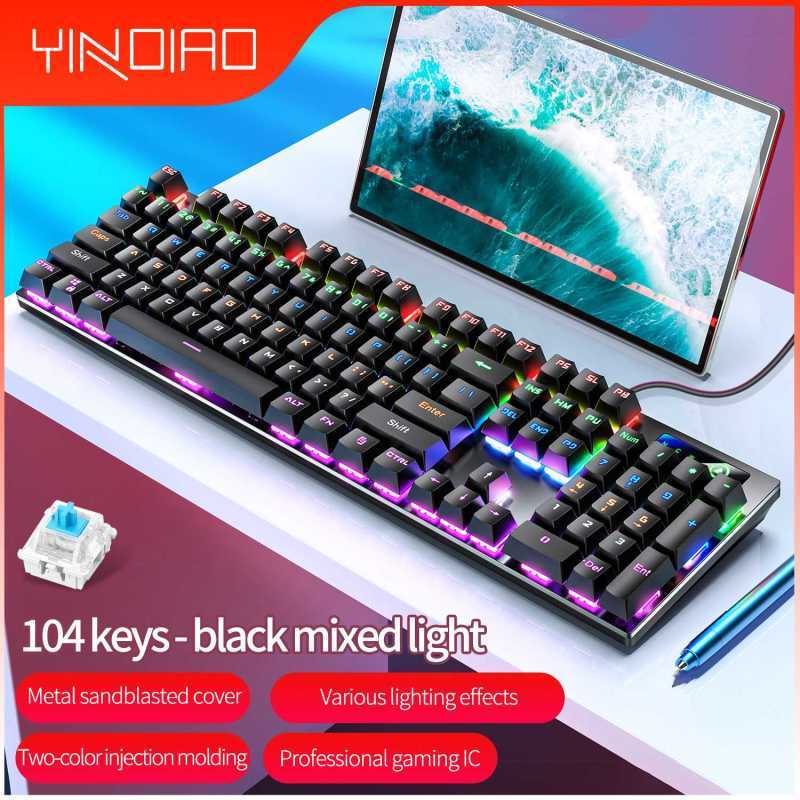 Jual Yindiao Mechanical Keyboard Gaming Wired Usb Rgb Blue Switch Hitam ...